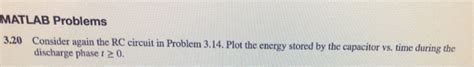 Solved Matlab Problems 320 Consider Again The Rc Circuit In