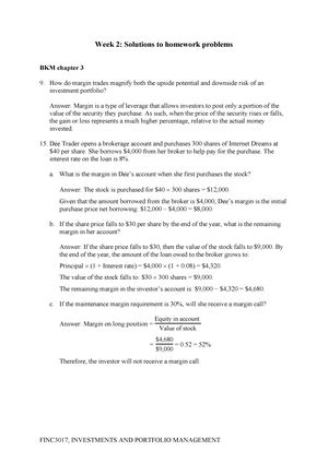 Week Solutions Week Solution Week Solutions To Homework Problems BKM Chapter The