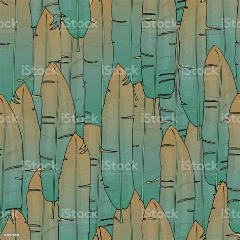 열 대 야자수와 패턴 단풍 스케치 스타일에 화려한 벡터 일러스트입니다 0명에 대한 스톡 벡터 아트 및 기타 이미지 0명