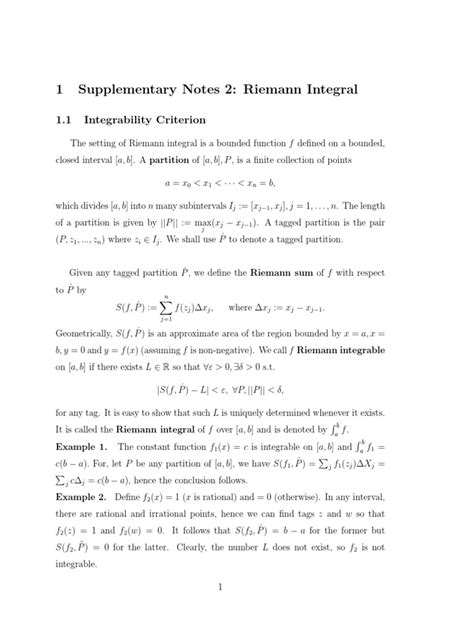 Notes 2 Riemann Integration Pdf Integral Functions And Mappings