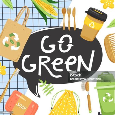 제로 폐기물 개념 다양 한 에코 개체의 집합입니다 세련 된 타이포그래피 슬로건 디자인 녹색으로 이동 표지판 0에 대한 스톡 벡터 아트 및 기타 이미지 Istock