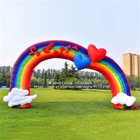 팽창식 레인보우 아치 입구 터널 풍선 이벤트 송풍기 맞춤형 색상 무료 배송 Aliexpress