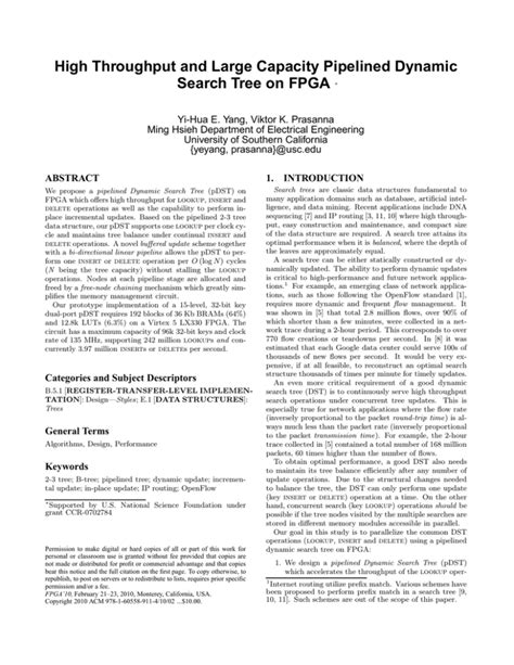 High Throughput And Large Capacity Pipelined Dynamic Search