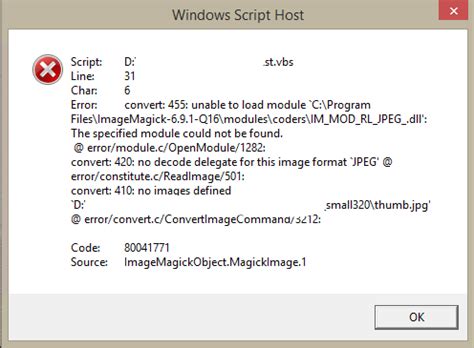 Vbscript And Imagemagick Error Resize Stack Overflow