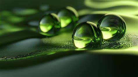 Abstract Green Waves And Spheres Background Generative Ai Stock Image Image Of
