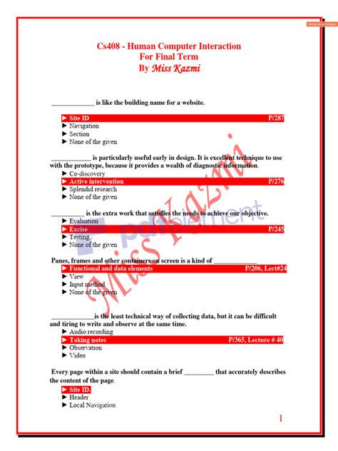 Cs408 Finalterm Solved Mcqs With Reference By Miss Kazmi Pdf