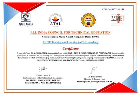 Jayesh Joshi On Linkedin Successfully Participated In Atal Fdp On Revolutionizing Electric…