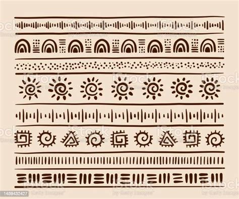 양식화 된 아프리카 패턴입니다 민족 및 부족 모티프 손으로 그렸습니다 가로 줄무늬 직물을위한 흑백 인쇄 벡터 그림 0명에 대한 스톡 벡터 아트 및 기타 이미지 Istock