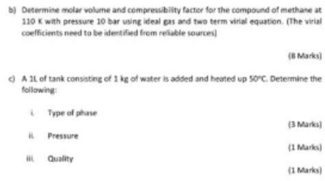 Solved Determine Molar Volume And Compressibility Factor