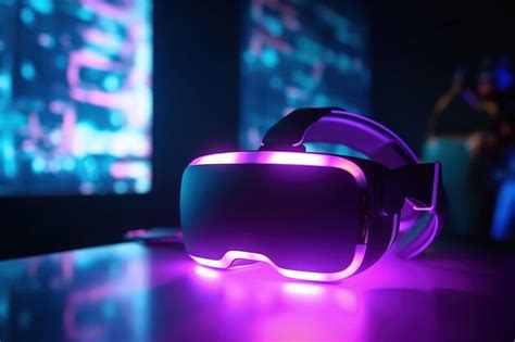 3d очки виртуальной реальности боке фон с неоновыми огнями цифровая ...