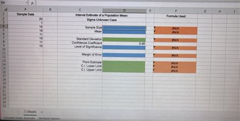 Solved Excel Online Structured Activity Interval Estimation Chegg