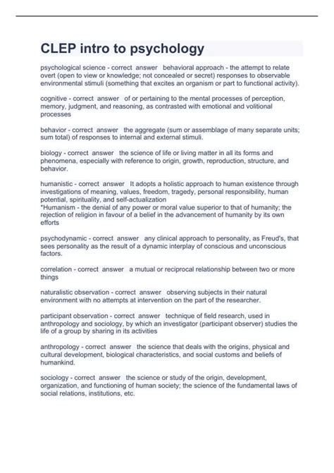 Clep Intro To Psychology Questions With Complete Solution 2023 2024 Clep Stuvia Us