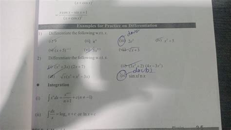 X Cosx 2xcosxsinx 1 Examples For Practice On Differentiation 1 Diffe
