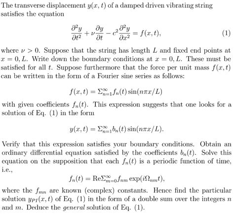 solved the transverse displacement y x t of a damped