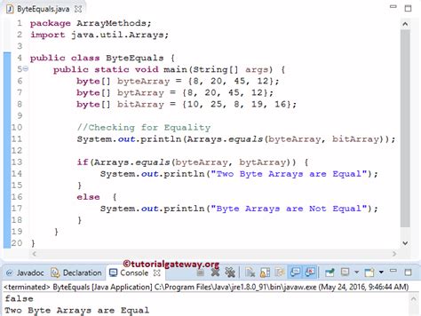 Java Equals With Arrays