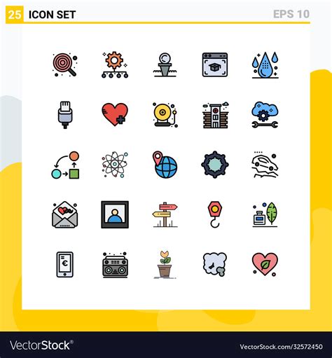 Set 25 Commercial Filled Line Flat Colors Pack Vector Image