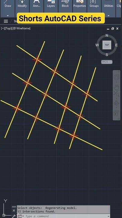 Cad Lisp Insert Points To Intersection Lines Shorts Youtube