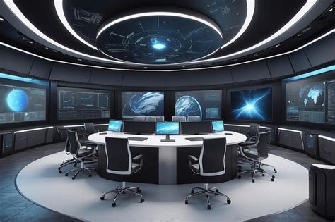 premium ai image command center interior 3d rendering