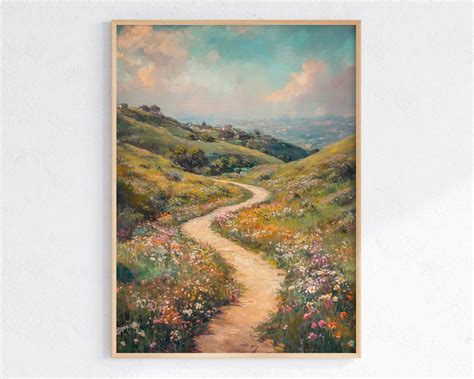 Wildflower Path Wall Art Cottagecore Landscape Printable Rustic