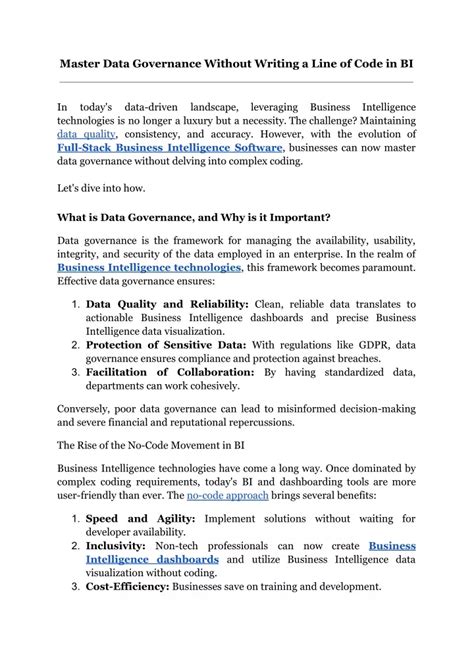 PPT Master Data Governance Without Writing A Line Of Code In BI PowerPoint Presentation ID