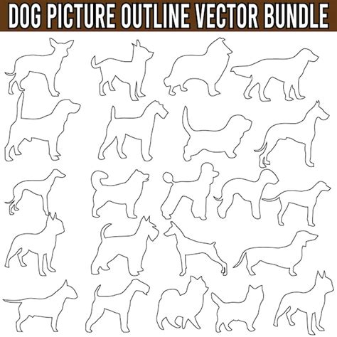 Pacote De Vetores De Contorno De Imagem De Cachorro Vetor Premium