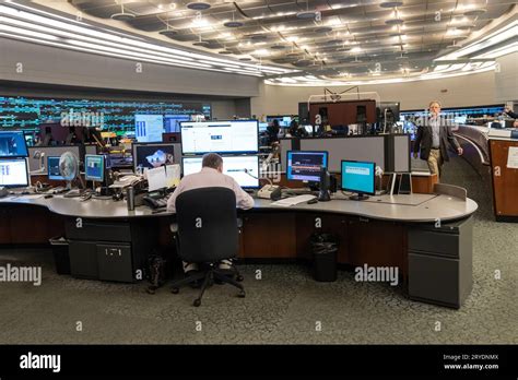 View Of The Main Control Room Of Rail Control Center In New York During
