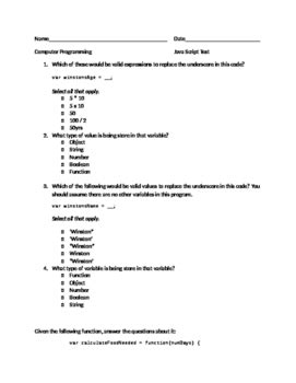 Computer Programming JavaScript Assessment By Geometry Programming And More