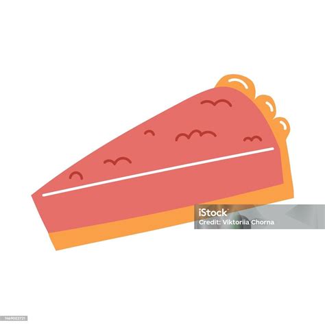 만화 플랫 스타일의 파이 조각 맛있는 케이크 조각 맛있는 과자 구운 디저트 디자인 요소의 손으로 그린 벡터 그림 거품 내기에 대한 스톡 벡터 아트 및 기타 이미지 Istock