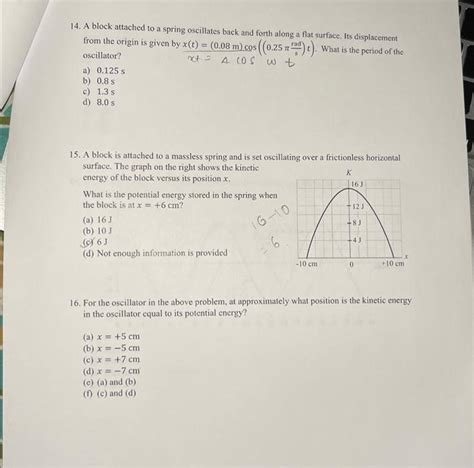 solved 14 a block attached to a spring oscillates back and