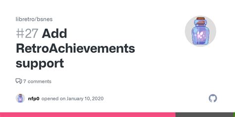 Add Retroachievements Support · Issue 27 · Libretro Bsnes · Github