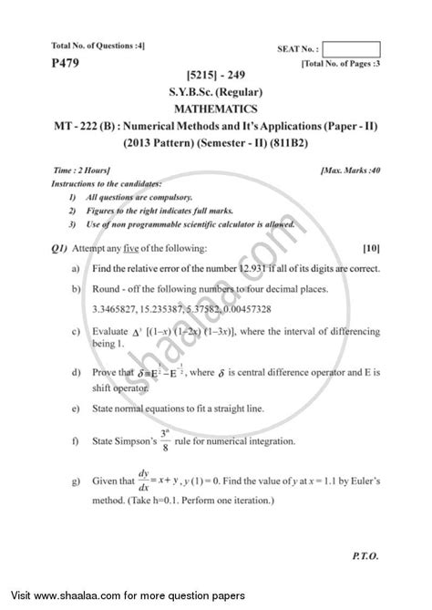 Application Of Numerical Methods In Mathematics