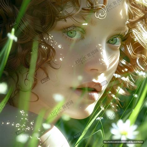 ai创作图写实唯美插画 原创厚涂 3d效果女孩 写实少女 写实唯美 雏菊少女插画 小雏菊女孩 poly风格 数字艺术女孩 cg插画 板绘人像
