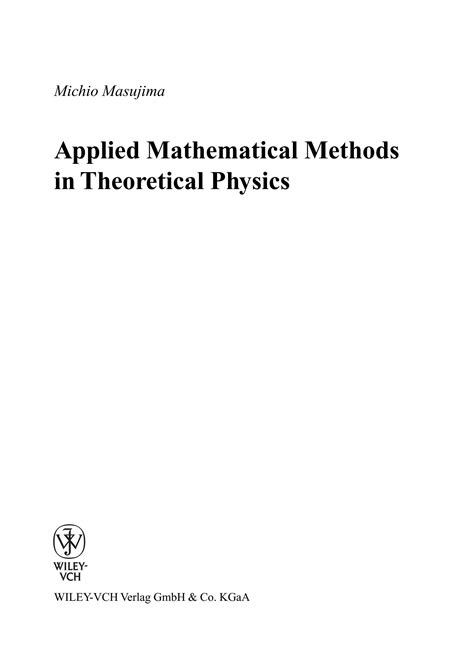 solution applied mathematical methods in theoretical physics masujima