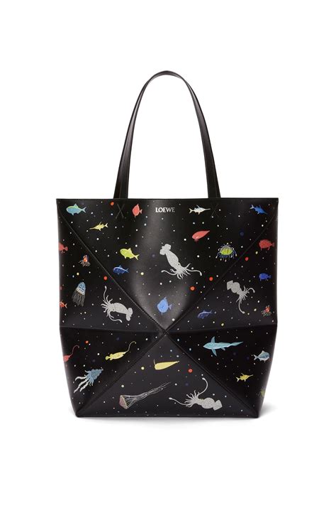 Loewe Deep Sea Xl Puzzle Fold Tote In Shiny Calfskin B779q18x42 1100