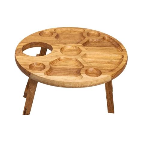 Винний столик менажниця на ніжках круглий 35 35 18 см натуральний дуб 8 секцій з відділом для