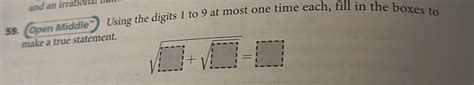 Solved And An Irration Al 59 Open Middle Using The Digits 1 To 9 At