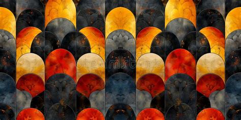 Vibrant Abstract Pattern Of Overlapping Arches In Warm Tones Of Orange