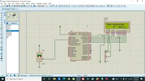 Temperature Monitoring Circuit With Pic Microcontroller And Lcd In Proteus Using Microc Youtube