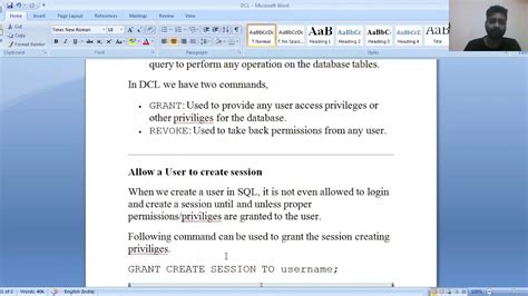 Sql Dcl Commandsbcs401bsccs2018 Youtube