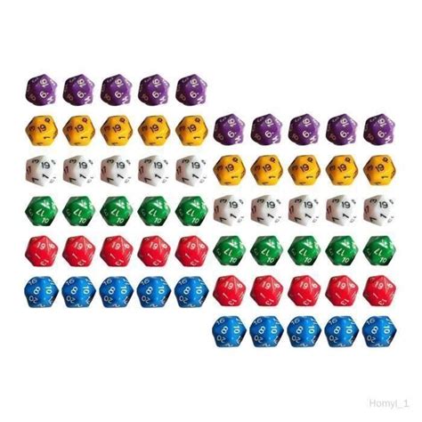 Lot De 60 Dés Polyédriques Acryliques Jeu De Rôle Et De Société