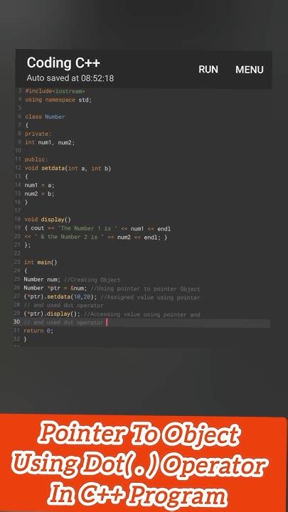 Pointer To Object Using Dot Operator In C Program Pointer Object Dot Operator Cpp Youtube