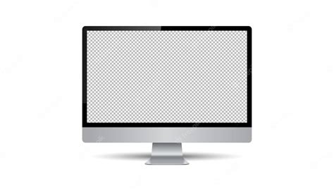 투명 한 배경 벡터 모형 벡터 일러스트 레이 션에 고립 된 현실적인 컴퓨터 모니터 프리미엄 벡터