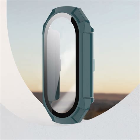 Caja De Cristal Estuche De Vidrio PC Bumper Shell Case Para Xiaomi Mi Band 8 Smart Band Verde
