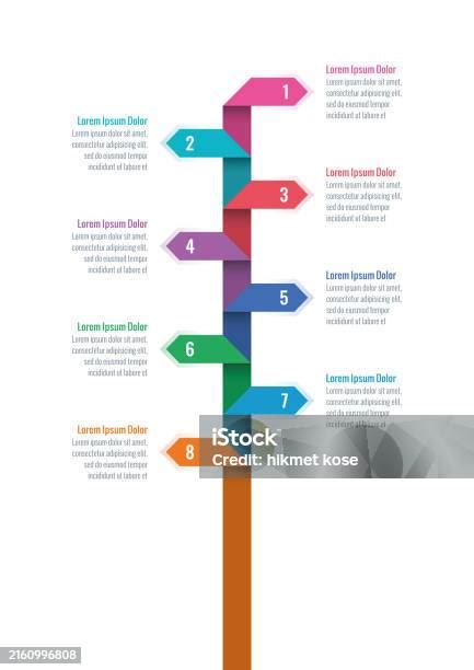 여덟 가지 옵션 인포 그래픽 템플릿 색종이 화살표 정보 템플릿 인터넷 편물 사업 연간 보고서 잡지 인포 그래픽 템플릿 8에 대한