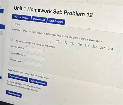 Solved Unit Homework Set Problem Previous Problem Chegg Com