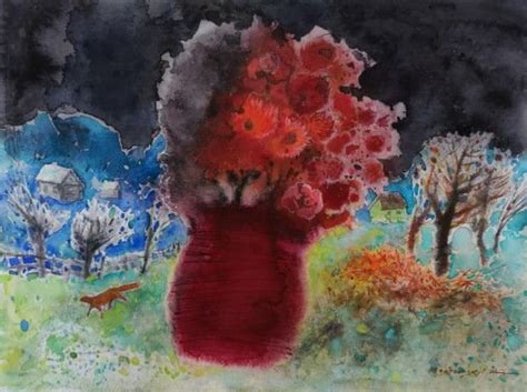 Купити картину «Ніч абстракція аквареллю на папері в стилі імпресіонізм Македонський Павло