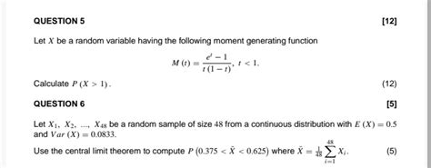 solved question 5let x ﻿be a random variable having the