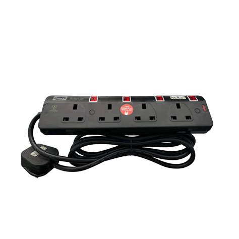 Lemax 3 Pin Extension Socket Black With Surge Protection Sirim 2 Metres 3 4 5 Gang Lee