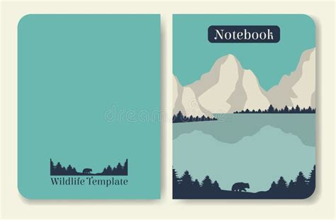 Notebook Page Blue Landscape Design Wildlife Cover Illustration Stock Vector Illustration Of