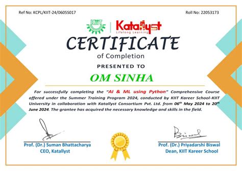 Om Sinha On Linkedin Aiml Python Summertraining Kiituniversity Katallystconsortium